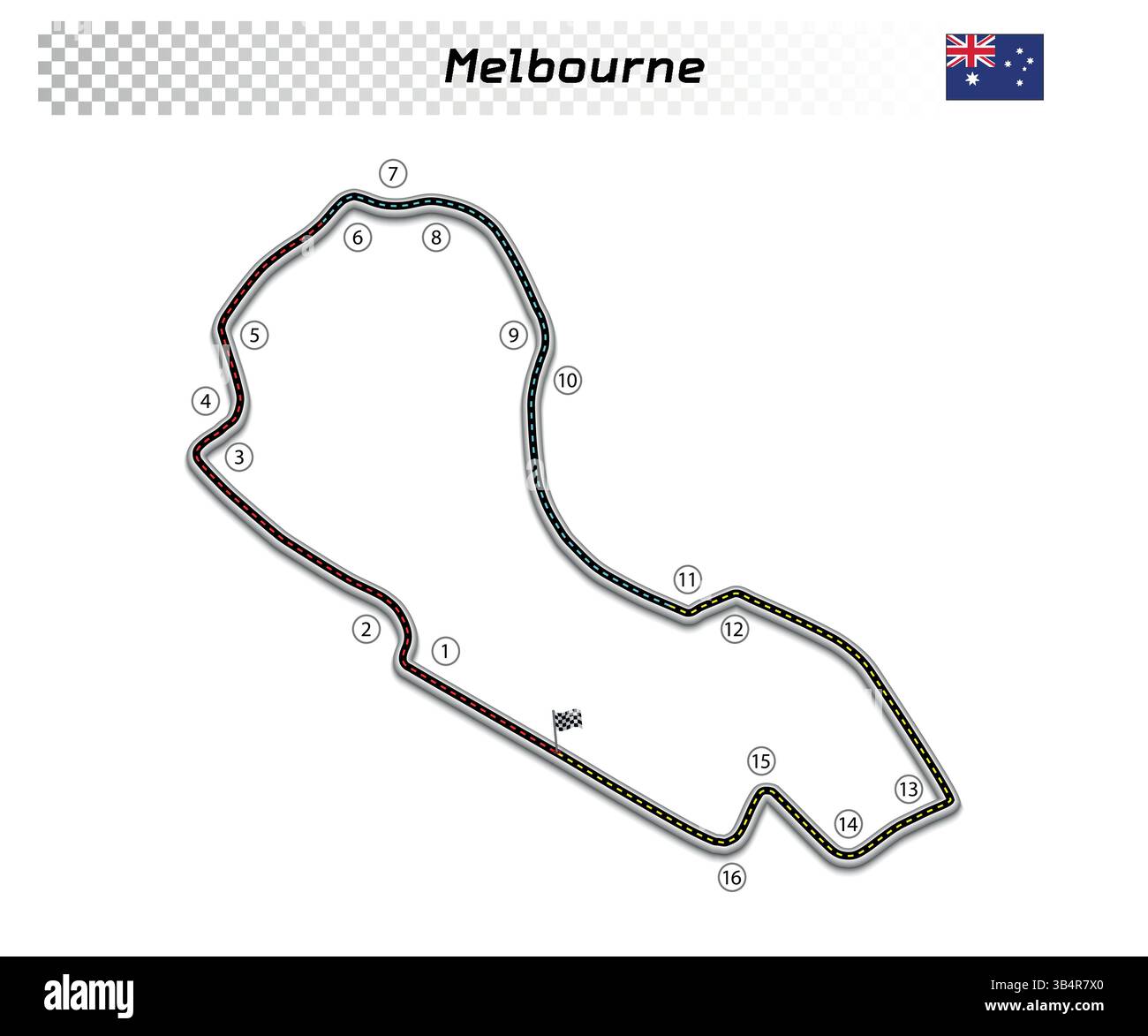 Melbourne circuit for motorsport and autosport. Australian grand prix ...