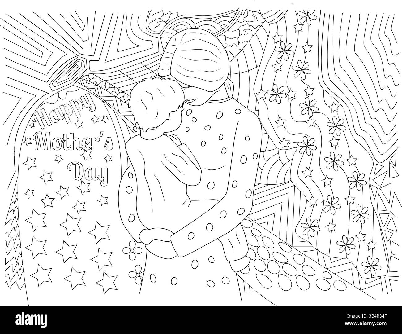 Happy family day illustration Black and White Stock Photos & Images - Alamy