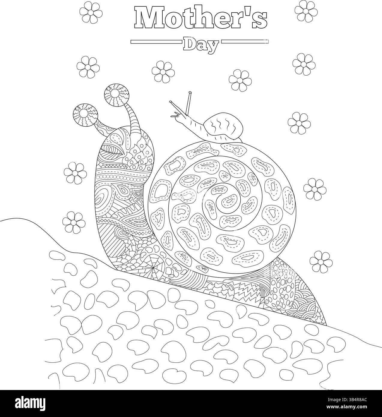 Mother's Day Snail Coloring Page Illustration Stock Vector Image & Art ...