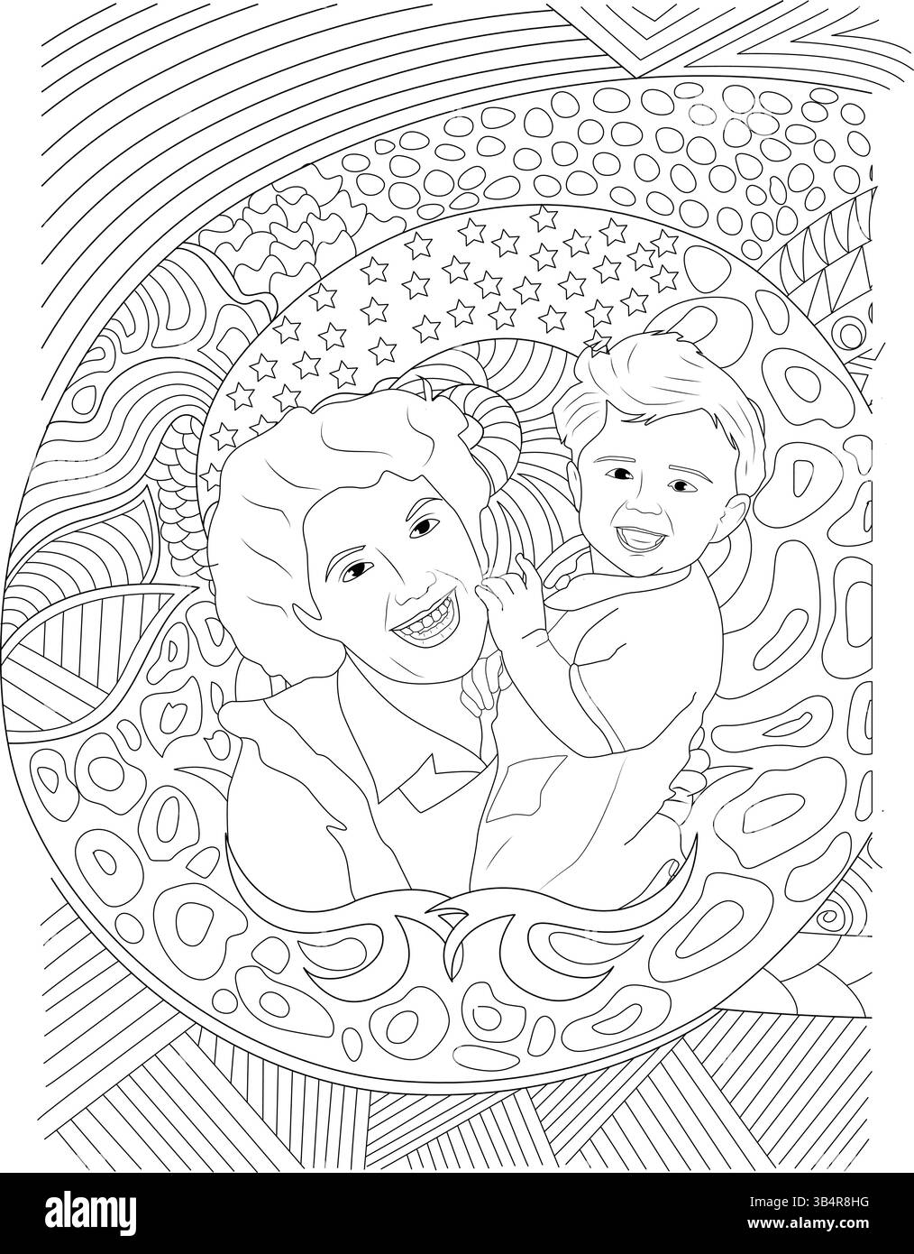 Baby line art mom Black and White Stock Photos & Images - Alamy