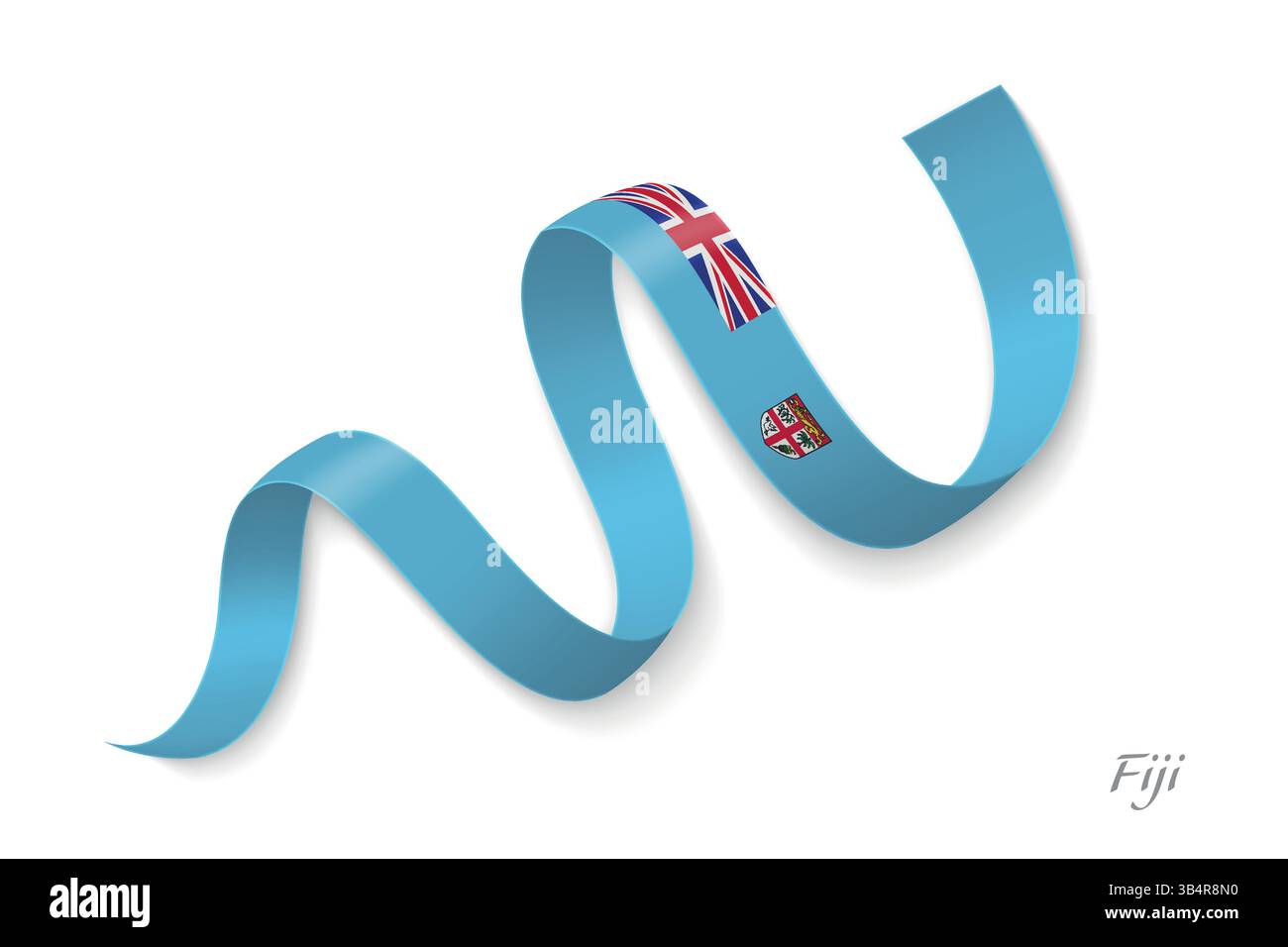 Fiji flag ribbon waving national colors, symbolizing pride, unity and national identity Stock ...