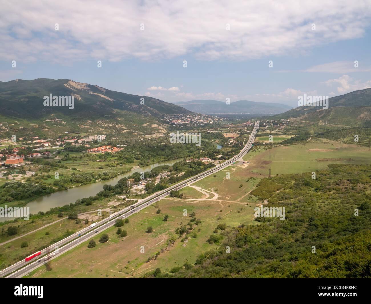 The view of green landscape as seen from Jvari Monastery (Georgia Stock ...