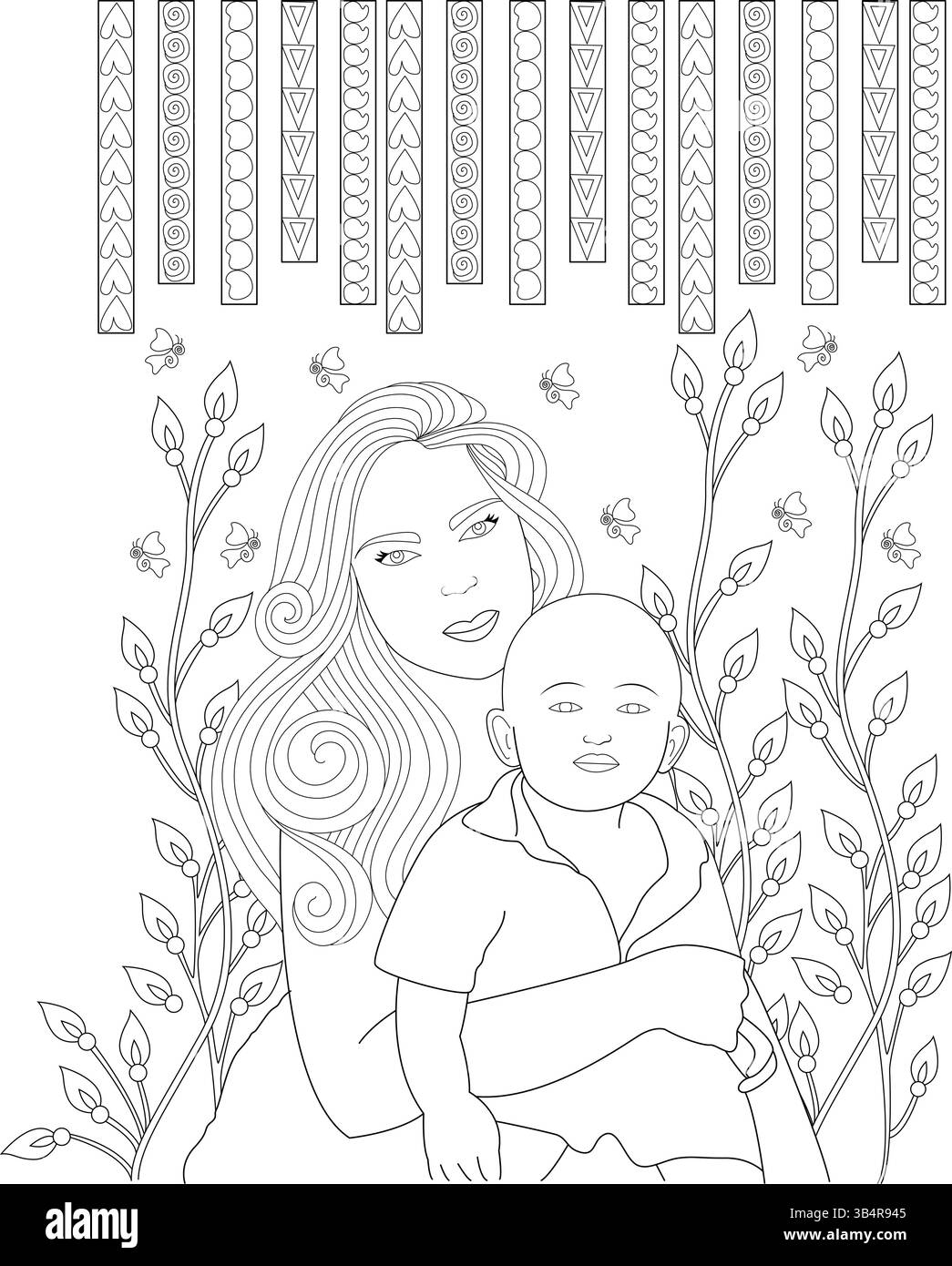 Family art decorative Black and White Stock Photos & Images - Alamy