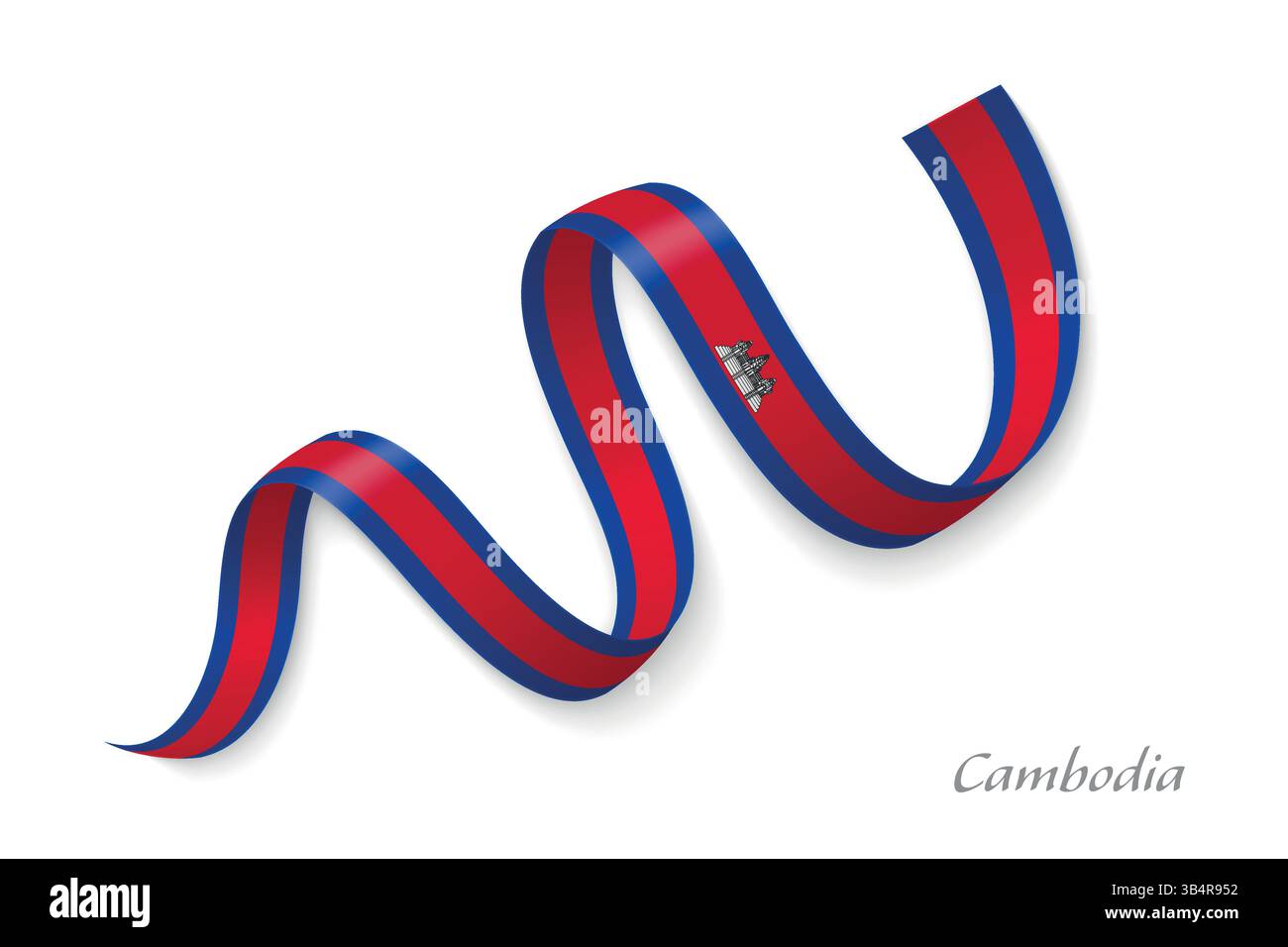 Cambodia flag ribbon waving national colors, symbolizing pride, unity ...
