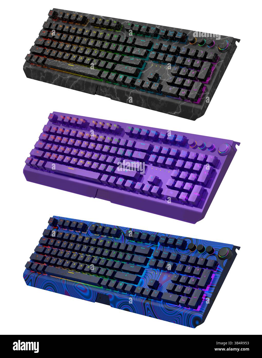 Collection of mechanical keyboards isolated on white background with ...