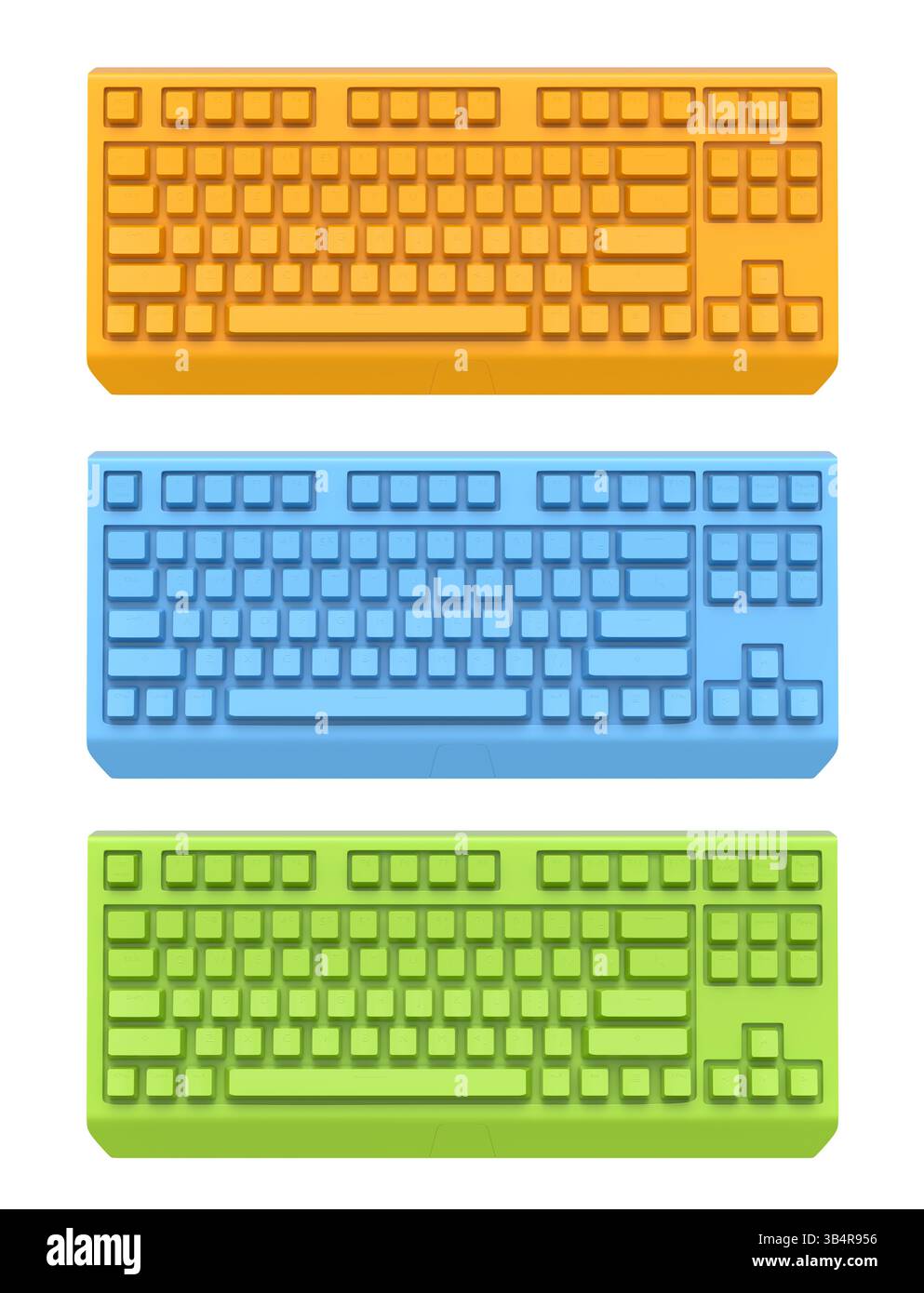 Collection of mechanical keyboards isolated on white background with ...