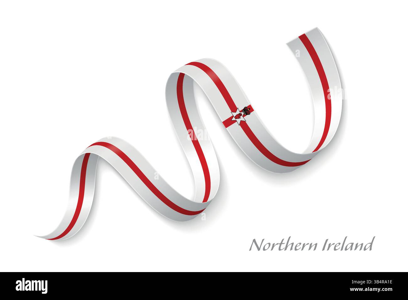 Northern Ireland flag ribbon waving national colors, symbolizing pride ...