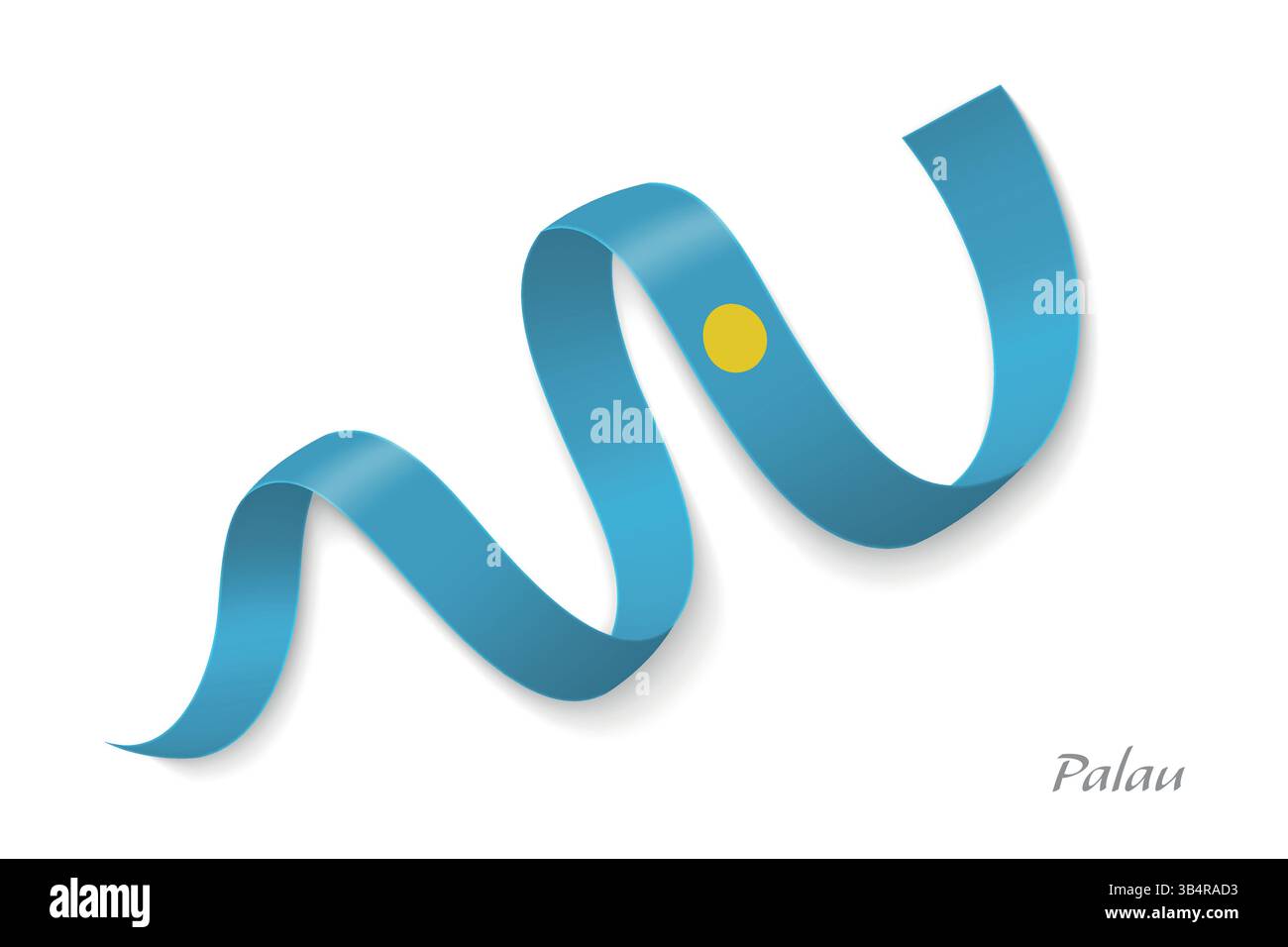 Palau flag ribbon waving national colors, symbolizing pride, unity and ...