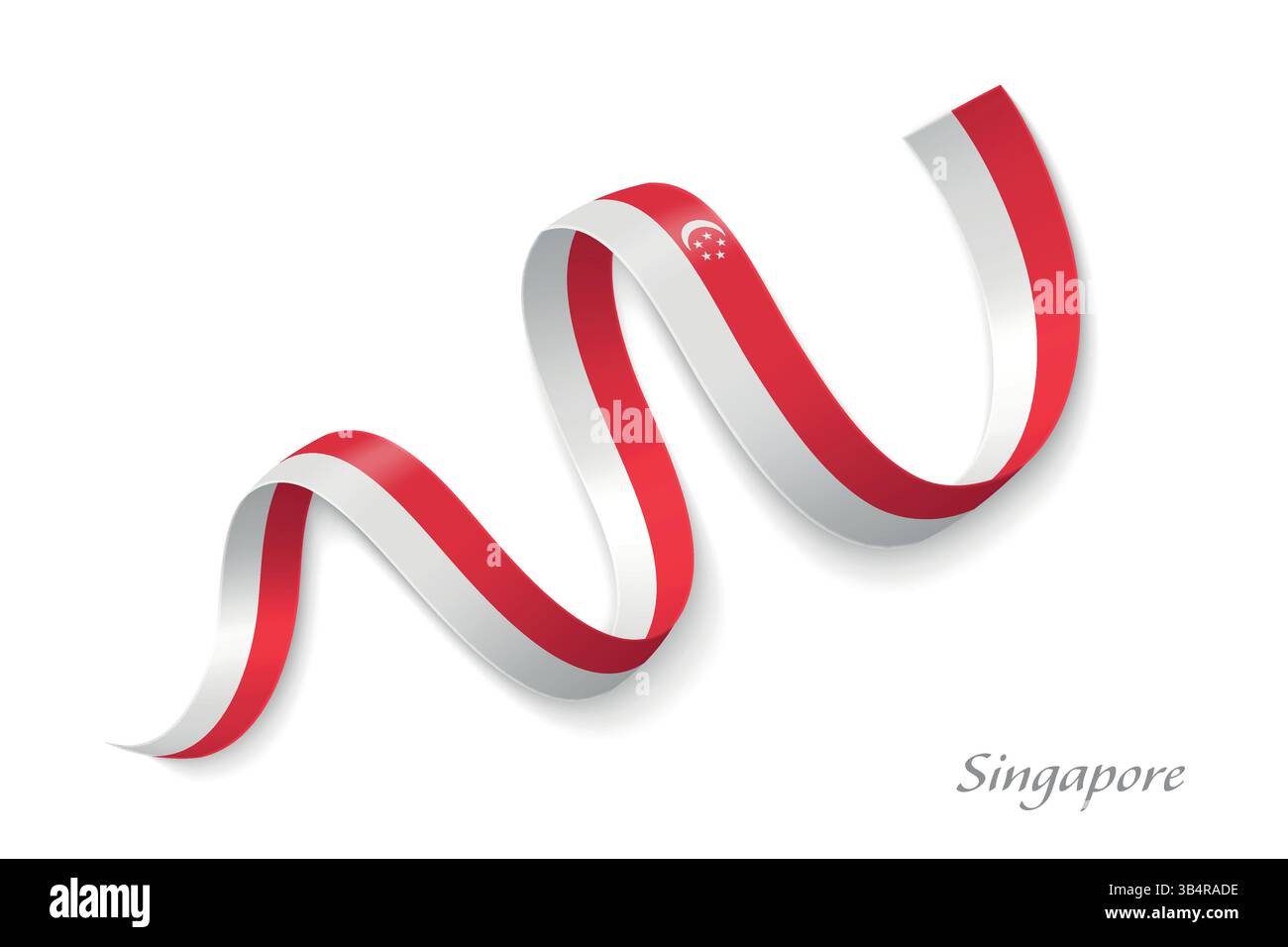 Singapore flag ribbon waving national colors, symbolizing pride, unity ...