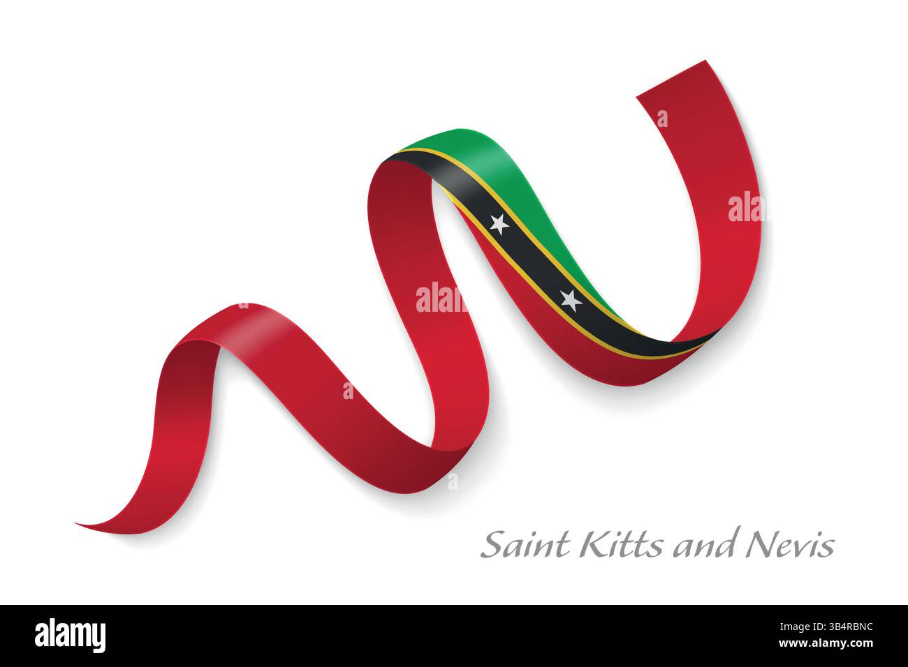 Saint Kitts and Nevis flag ribbon waving national colors, symbolizing ...