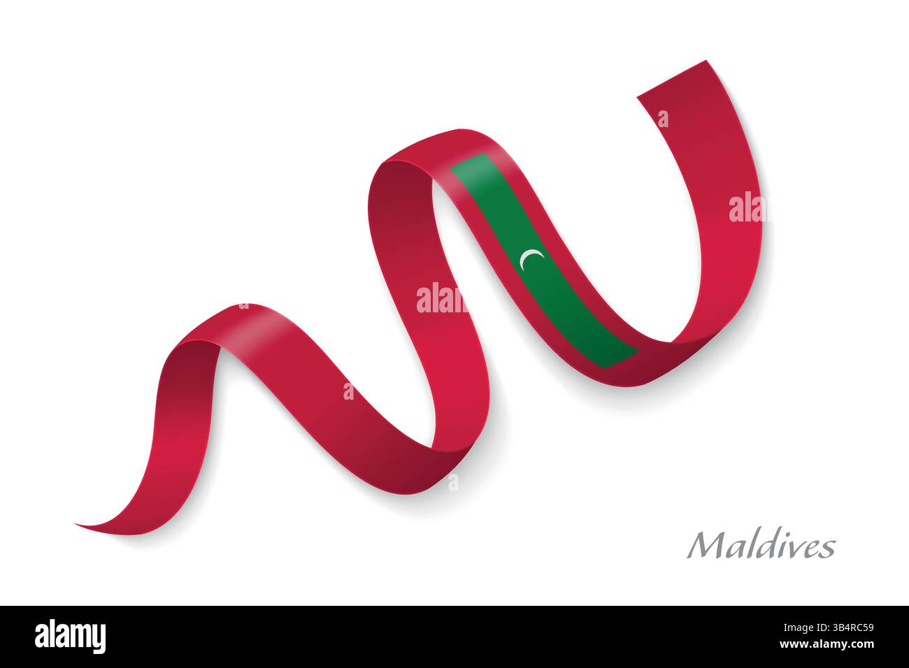 Maldives flag ribbon waving national colors, symbolizing pride, unity ...