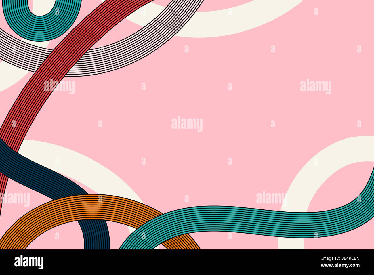 Playful Retro Stripe Lines Pattern on Soft Pink Background. Flowing ...