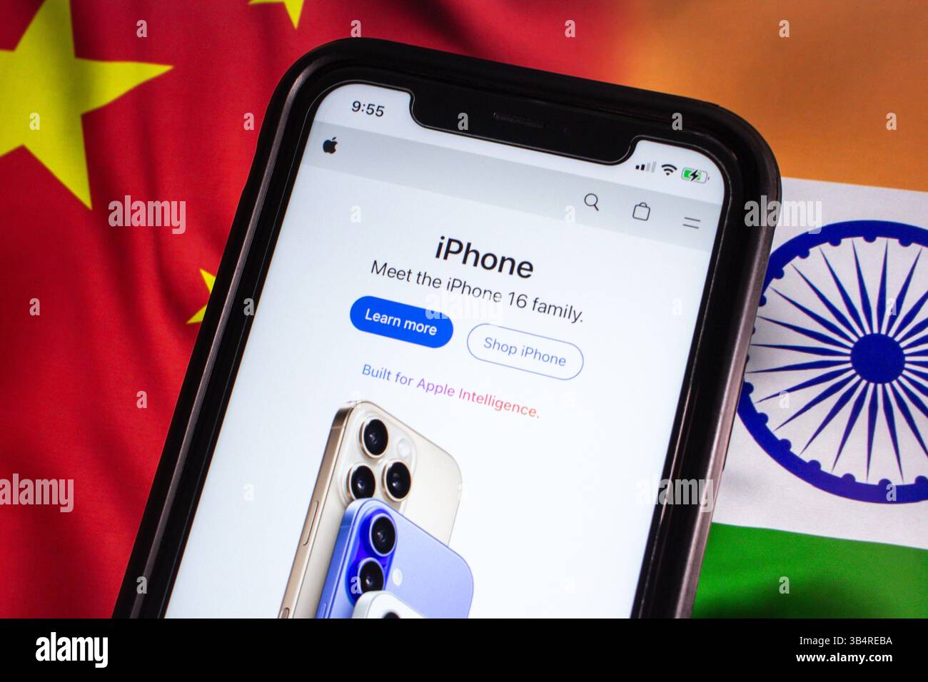 iPhone displays Apple's iPhone 16 product page, with Chinese and Indian ...