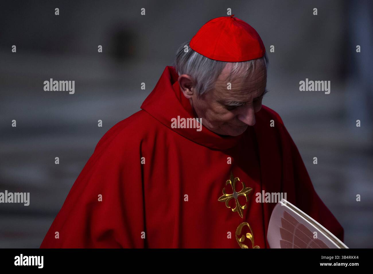 Cardinal Matteo Zuppi attend mass on the fifth day of the "Novendiali ...