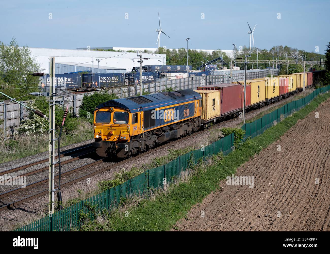 GBRf class 66 diesel locomotive No. 66775 "HMS Argyll" pulling a ...