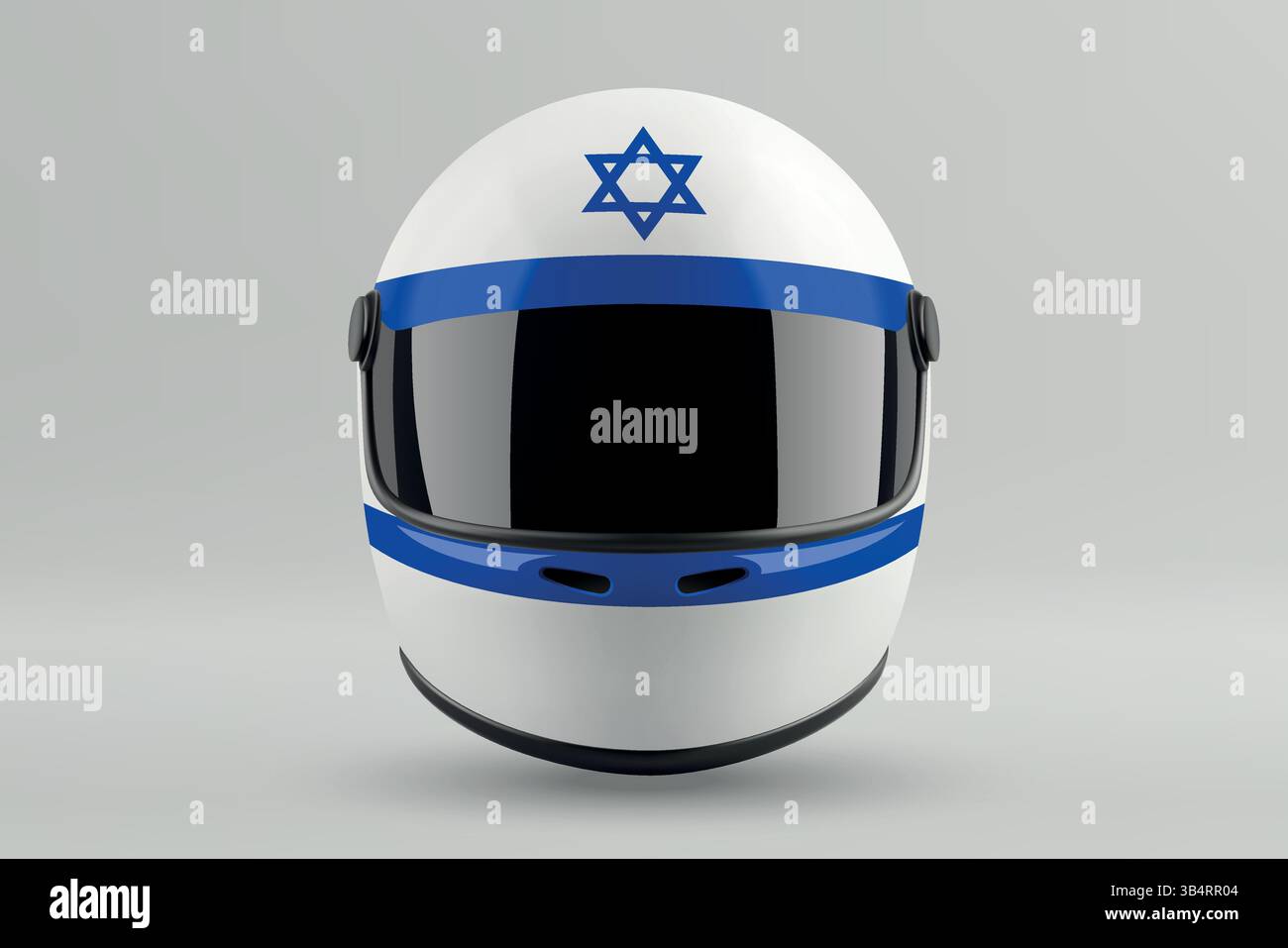 Front view of racing motorcycle helmet featuring Israel flag colors ...
