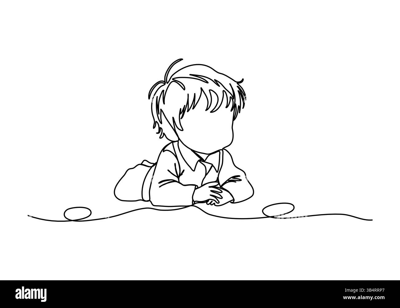 Cute little boy, one line drawing vector illustration Stock Vector ...