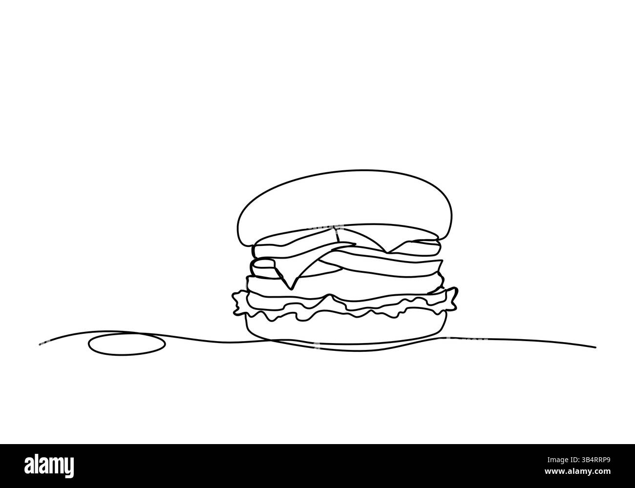 Single continuous line burger Cut Out Stock Images & Pictures - Alamy