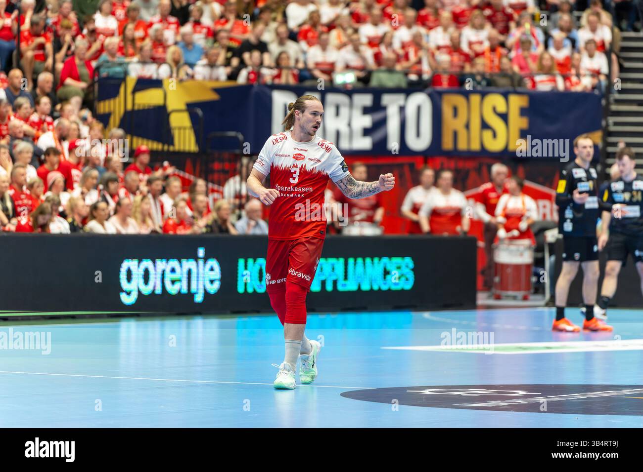Aalborg, Denmark. 30th, April 2025. Lukas Nilsson (3) of Aalborg Handball seen in the EHF ...