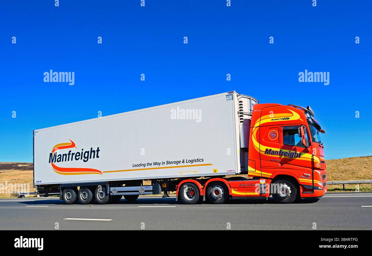 Manfreight Limited HGV travelling at speed on the M6 Motorway ...