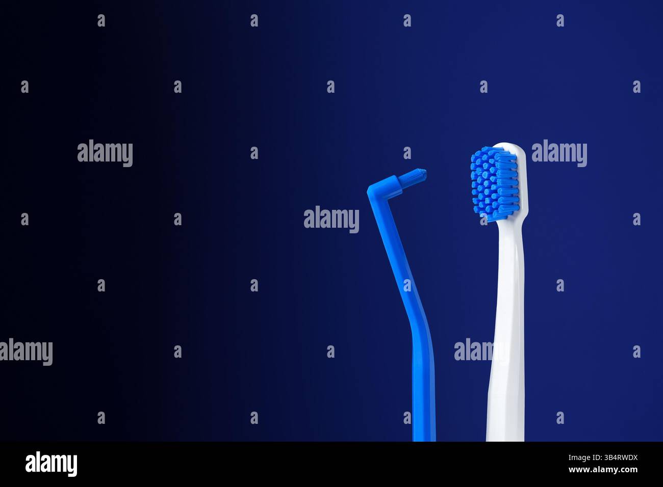 Advertising banner. A white toothbrush with a monofilament blue brush ...