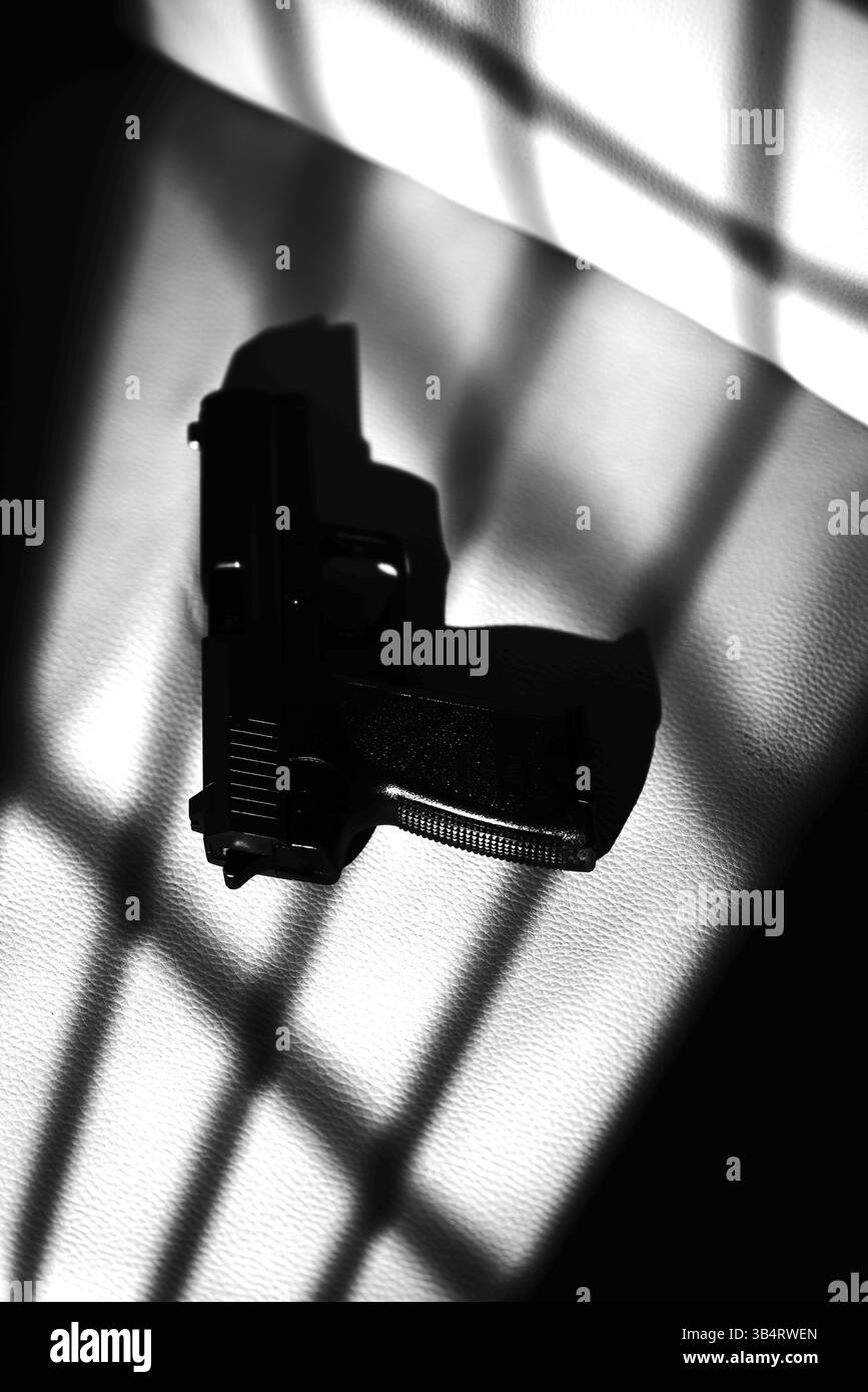 Automatic 9mm pistol gun crime thriller book cover design photo Stock ...