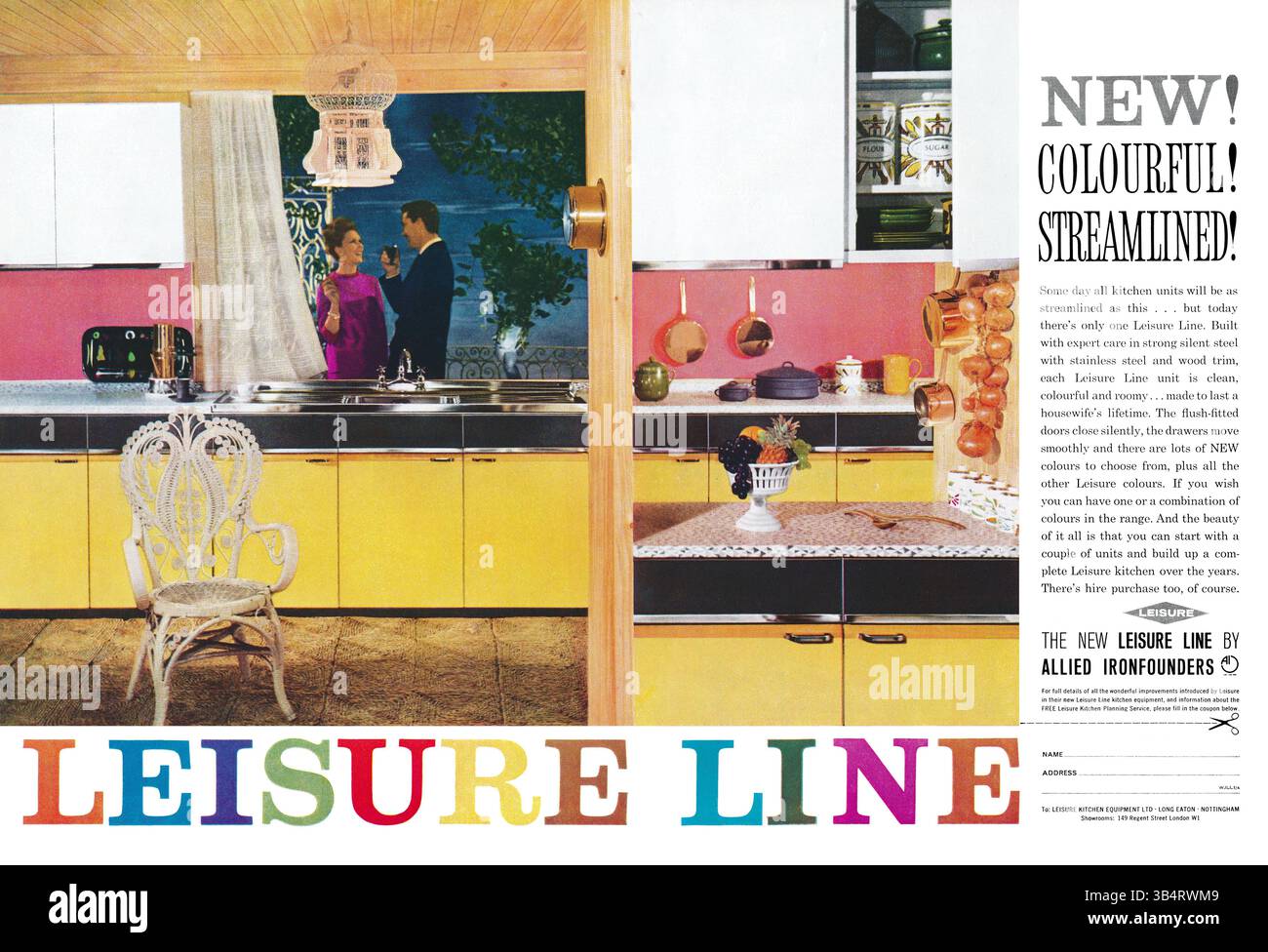 1962 British advertisement for Leisure Line kitchen units by Allied ...