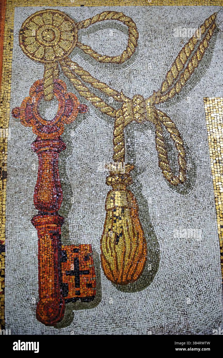 Mosaic of with key of Saint Peter key mosaic in dome of St Peter's ...