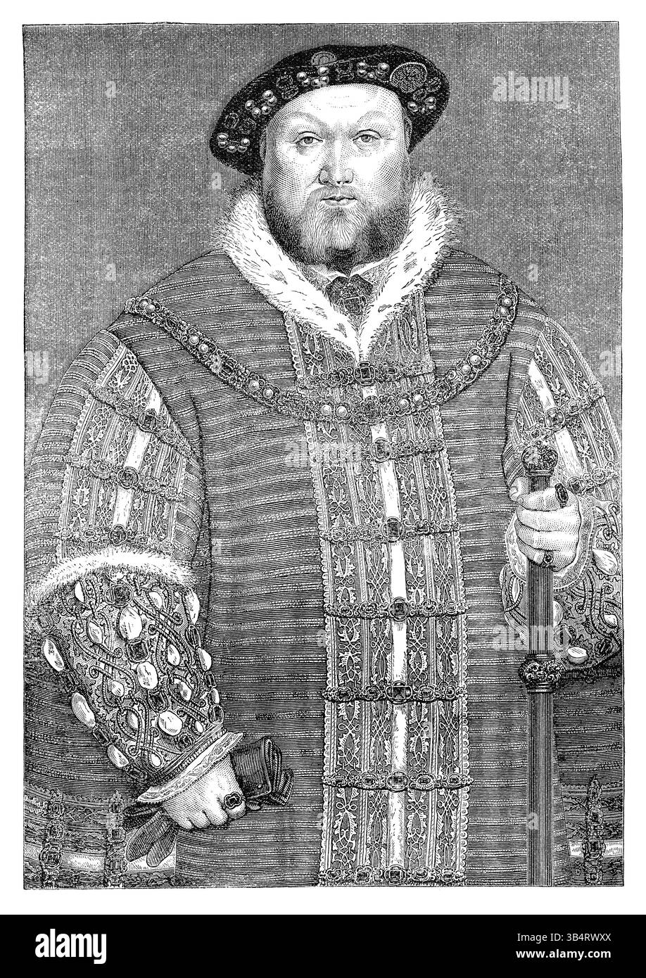 Vintage Victorian wood engraving portrait of King Henry VIII Stock ...