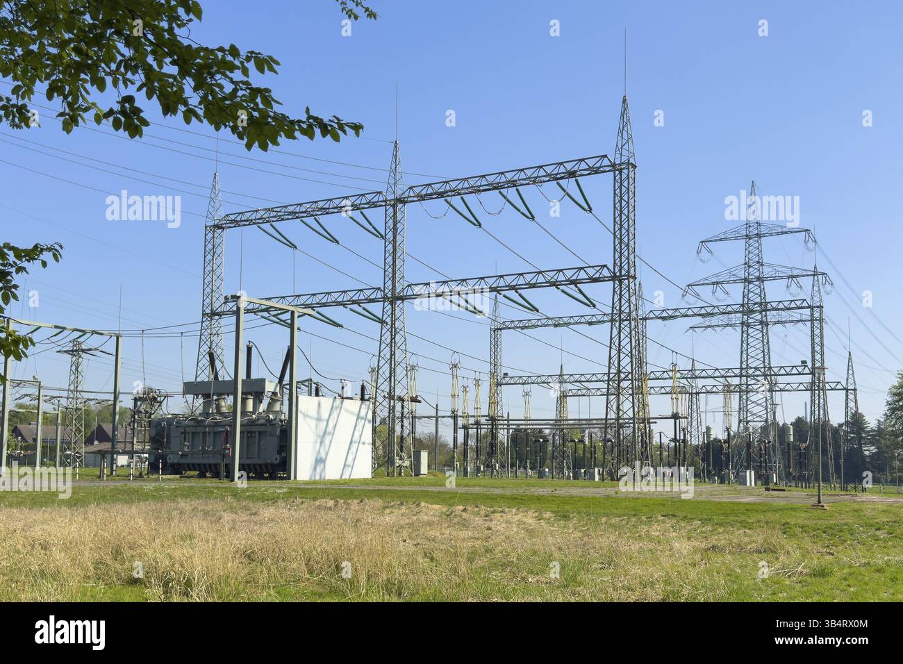 Substation with open-air switchgear for power distribution, in the ...