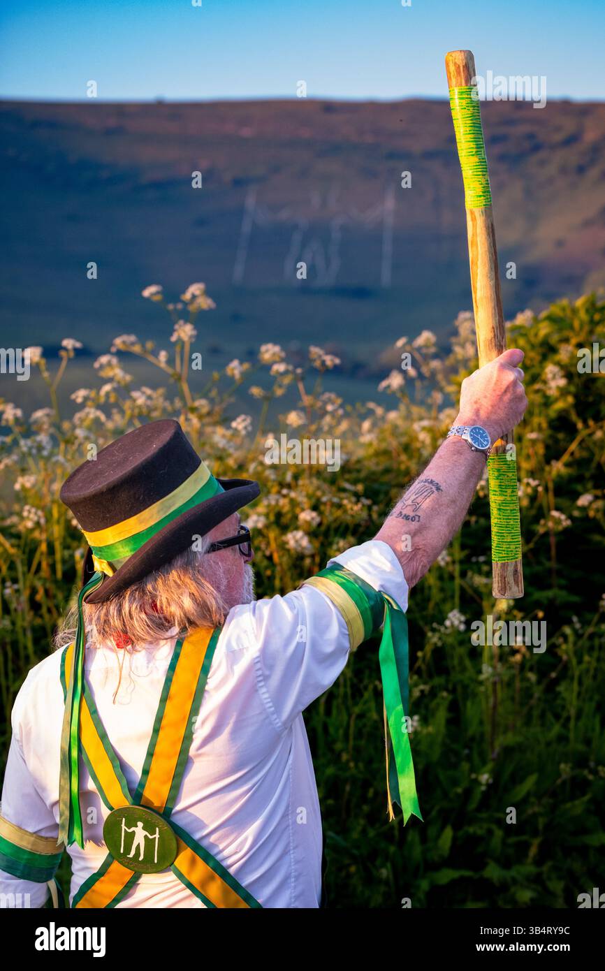 1st May 2025. East Sussex, UK. The Long Man Morris Men dance in the ...