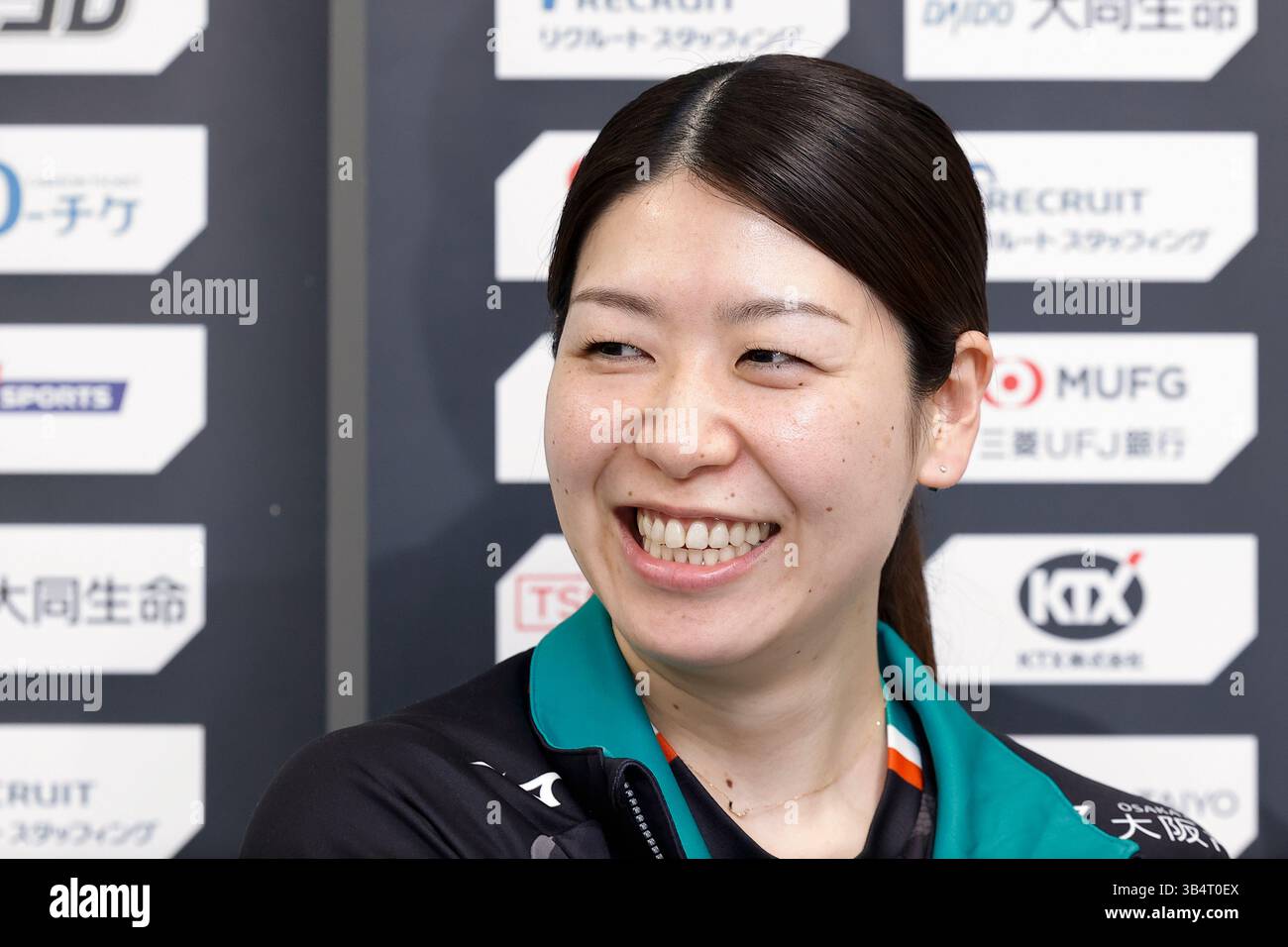 Tokyo, Japan. 1st May, 2025. Captain Mizuki Tanaka of Osaka Marvelous team attends a press ...