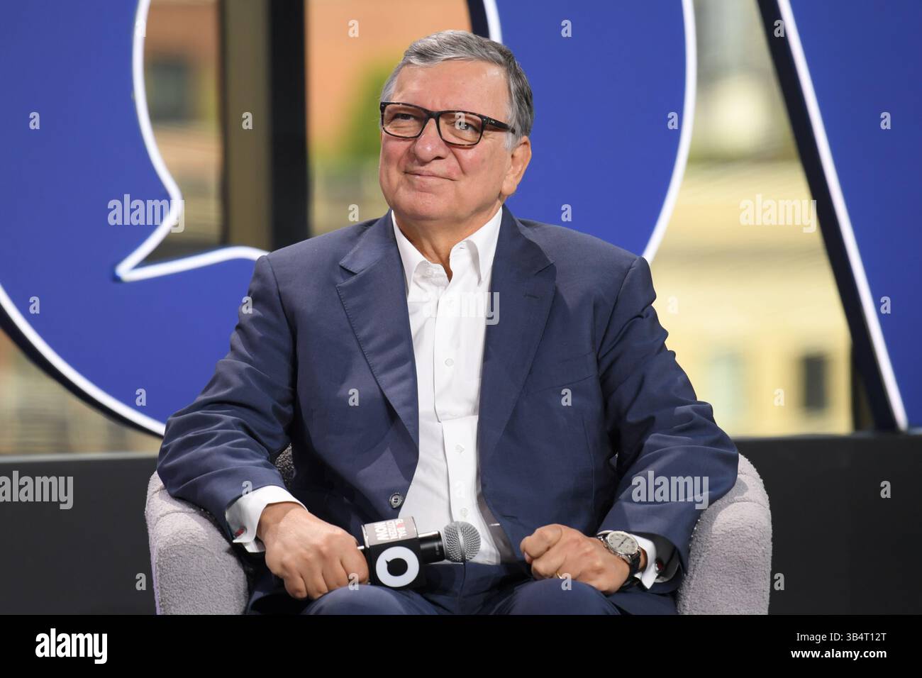 New York, USA. 30th Apr, 2025. Former Prime Minister of Portugal, José Manuel Barroso on stage ...