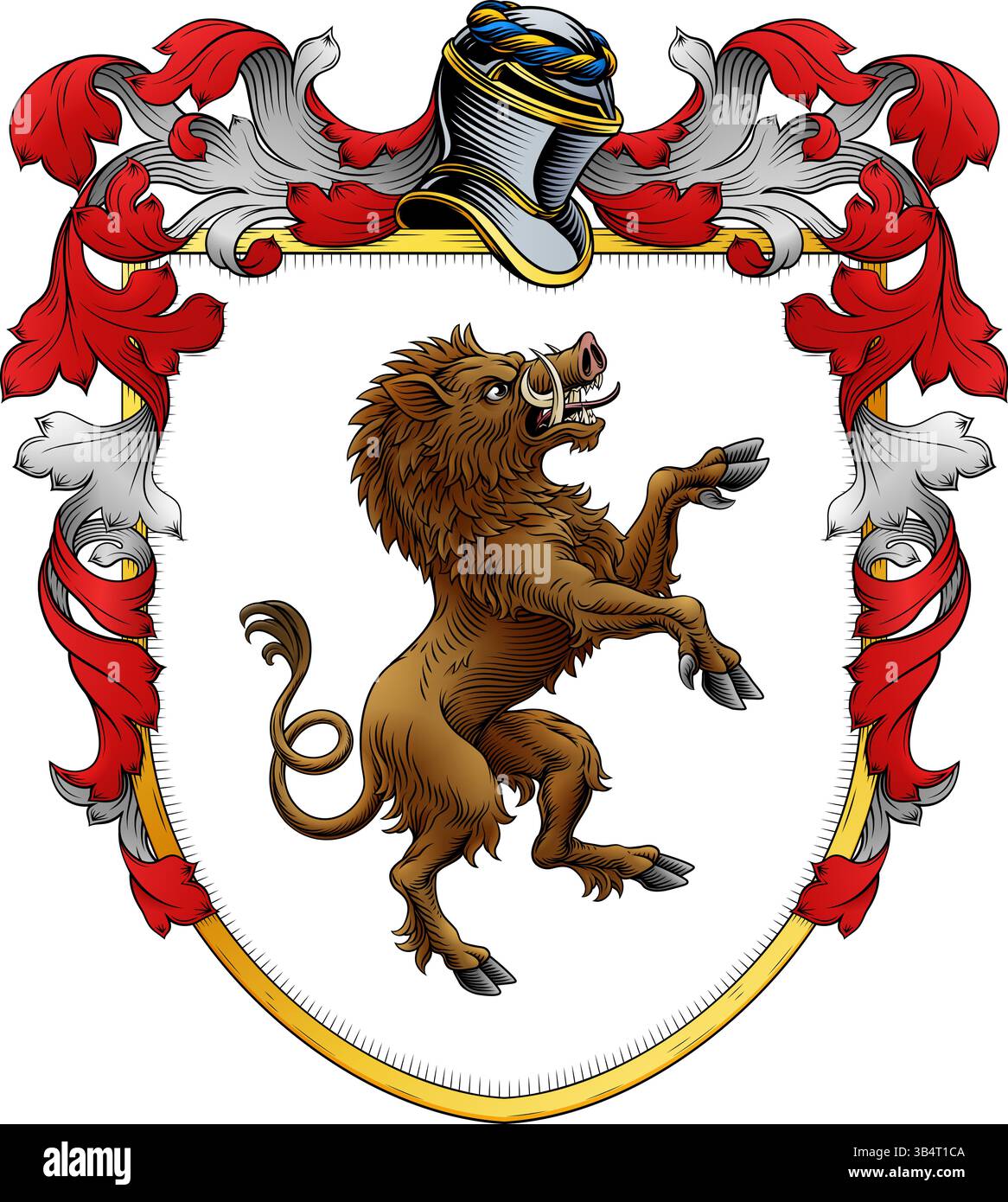 Boar Coat of Arms Family Crest Heraldic Shield Stock Vector Image & Art ...