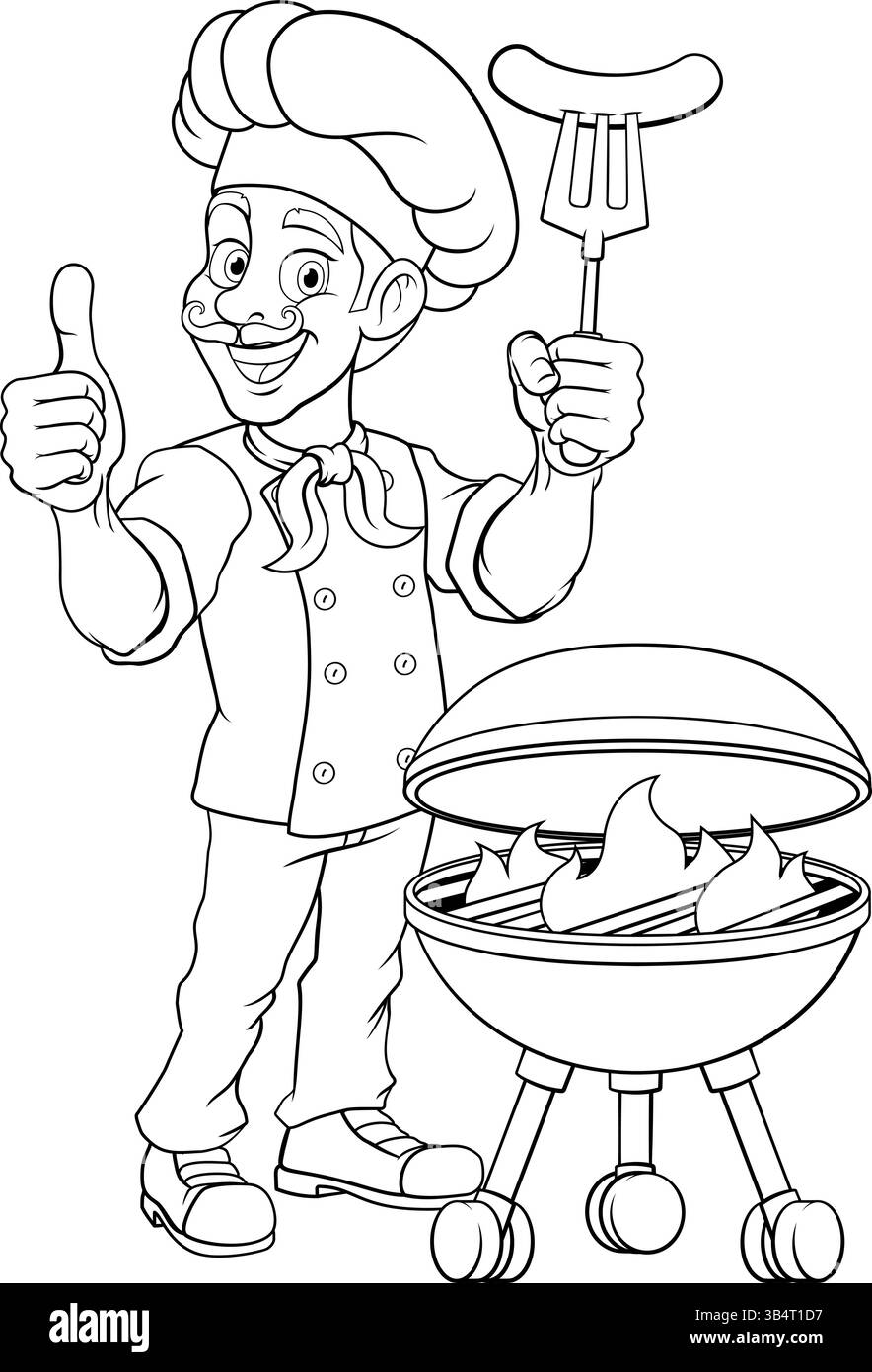 Chef Cartoon Barbecue Cook Man Mascot Character Stock Vector Image ...