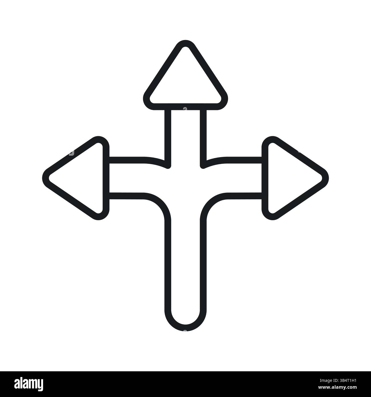 Three way direction arrow sign, road sign direction icon, vector illustration Stock Vector Image ...