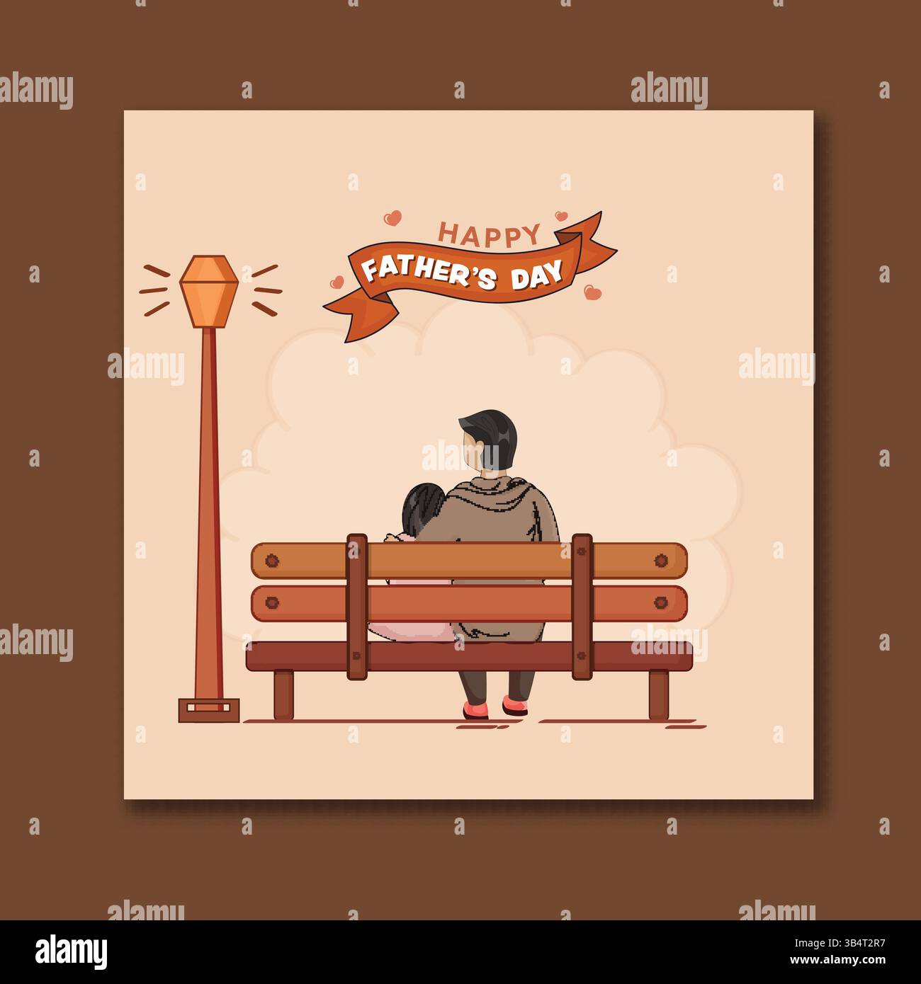 Happy Father's Day Post with Father and Daughter Sitting on Garden ...