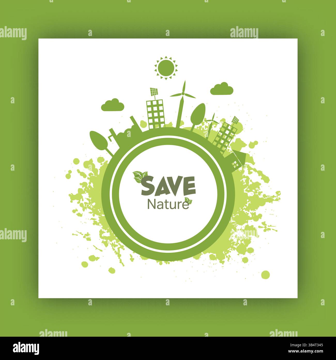 Save Nature Poster Design with Green City in The Earth Planet for World ...