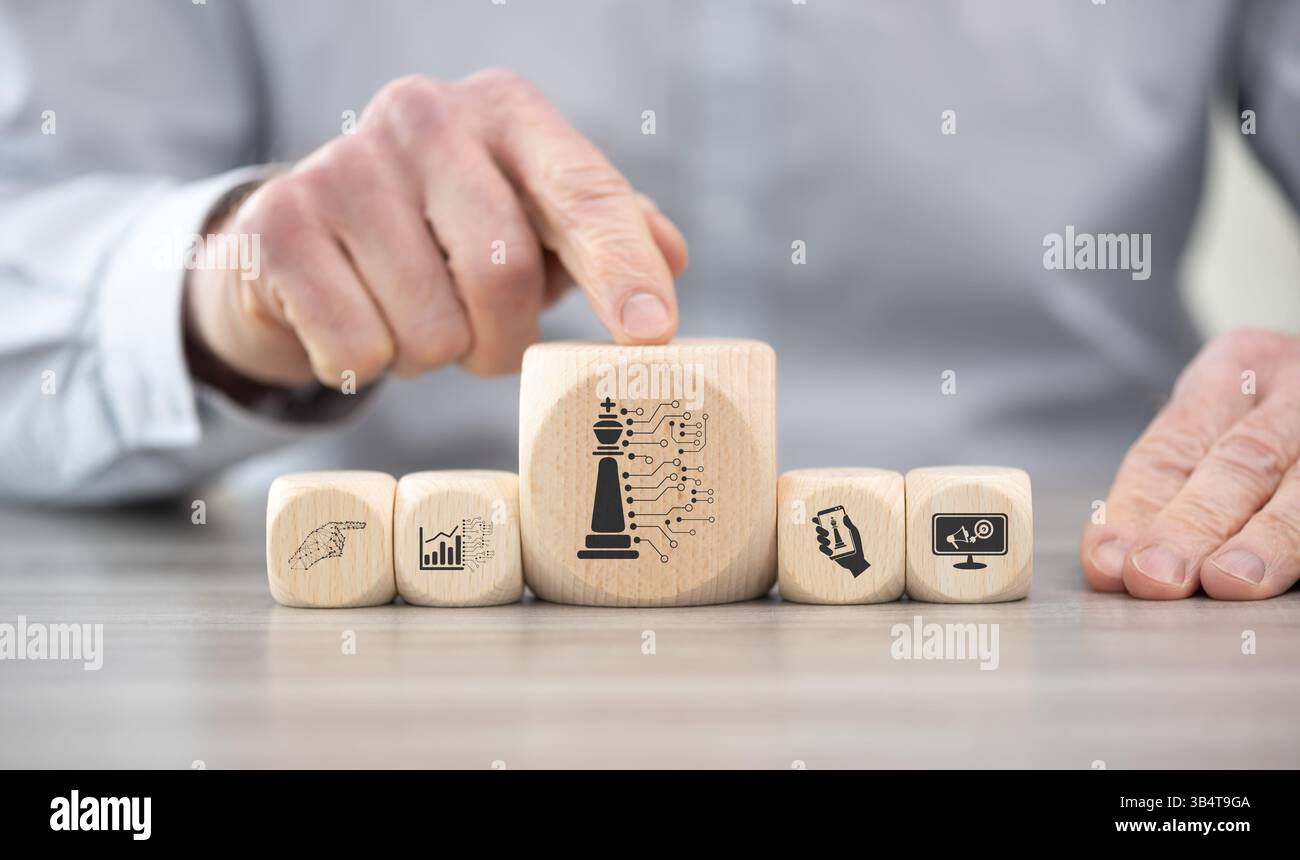 Wooden blocks with symbol of digital strategy concept Stock Photo - Alamy