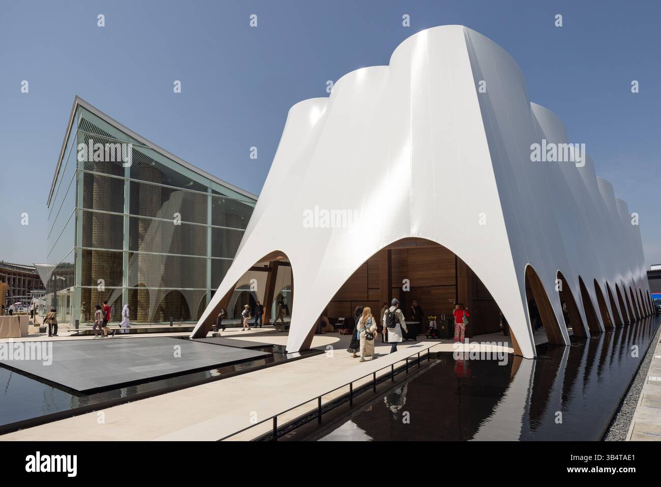 Qatar Pavilion at Osaka Expo 2025 designed by Kengo Kuma Stock Photo ...