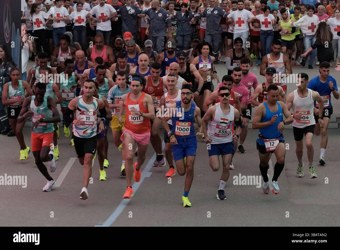 Runners start the 42-kilometers (26-miles) Beirut International ...