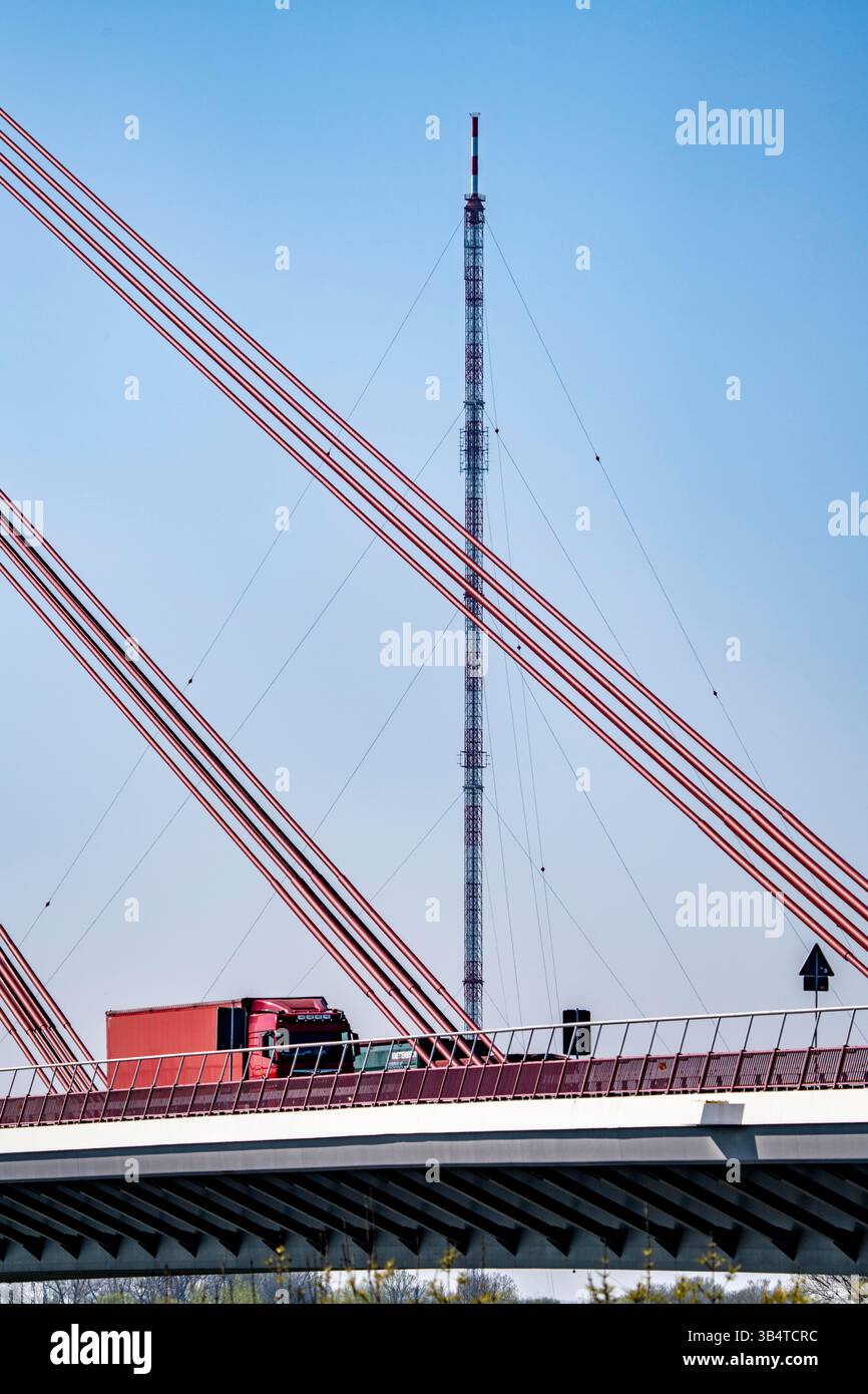 The Wesel transmitter, transmission mast for the distribution of digital radio, DAB Plus, DVB-T ...