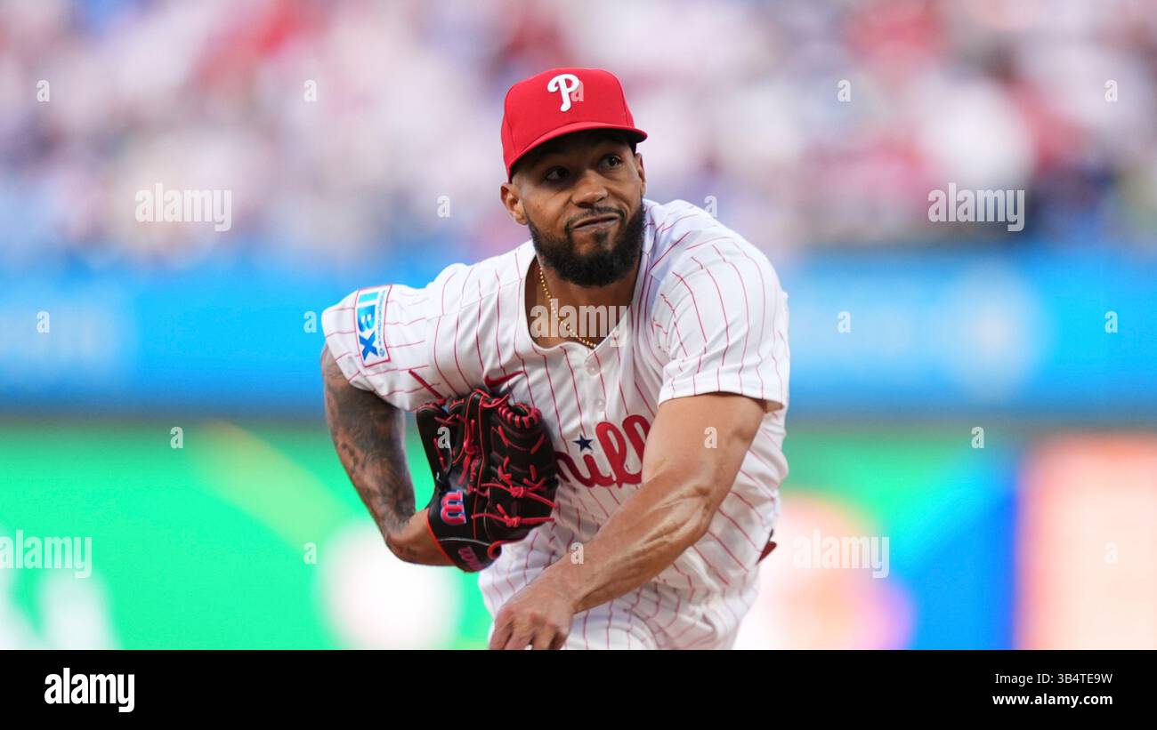 Philadelphia Phillies' Cristopher Sánchez plays during a baseball game ...