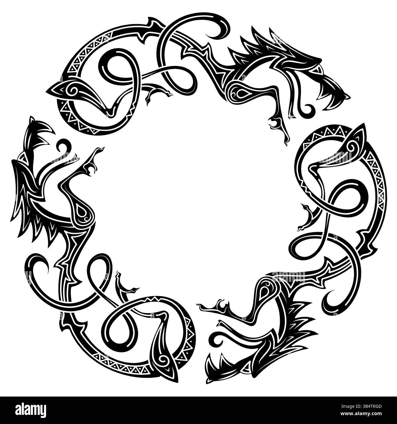 Viking Scandinavian design. Ancient decorative mythical animal in ...