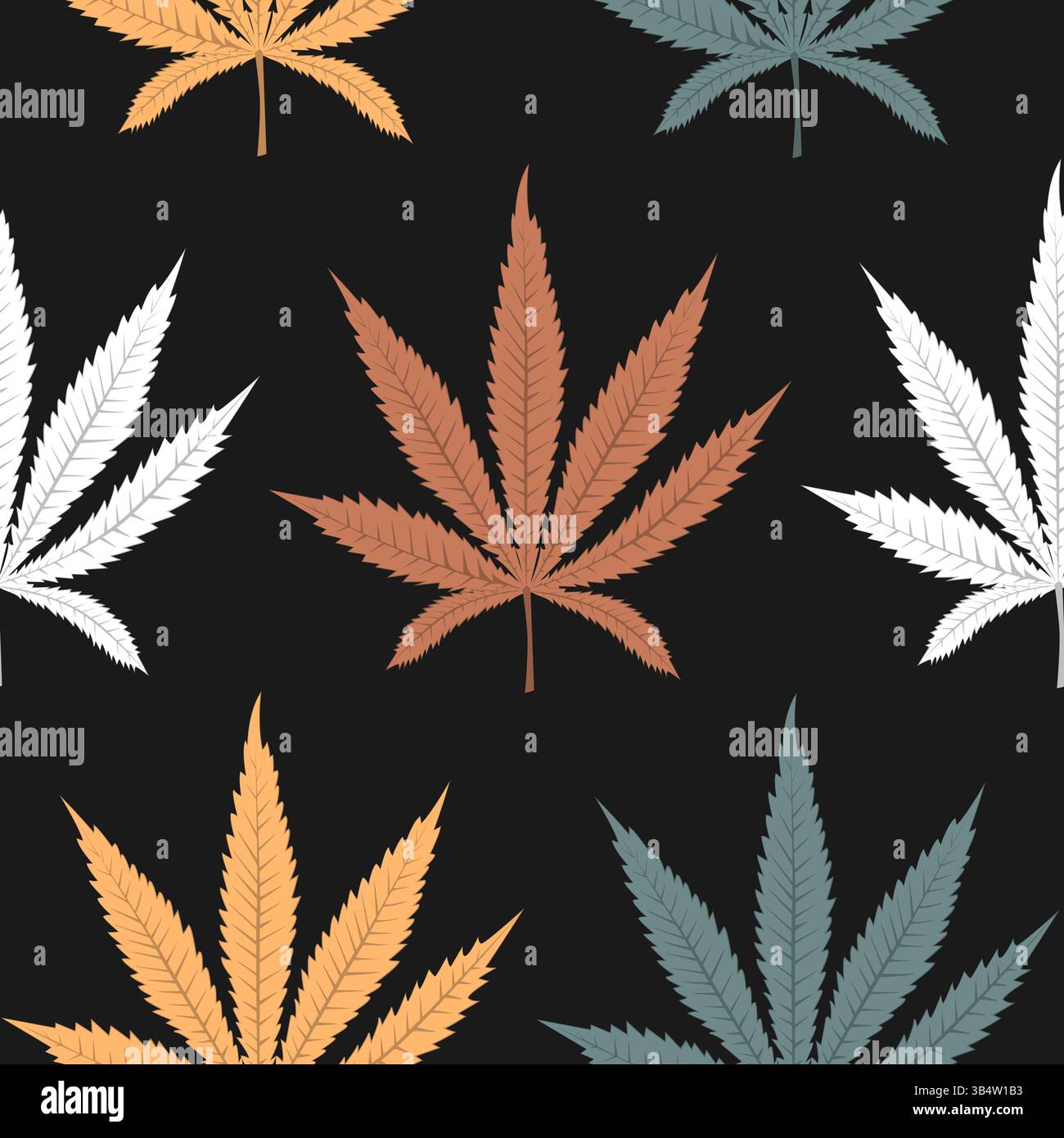 Colorful hemp leaves seamless pattern. Vector illustration Stock Vector ...