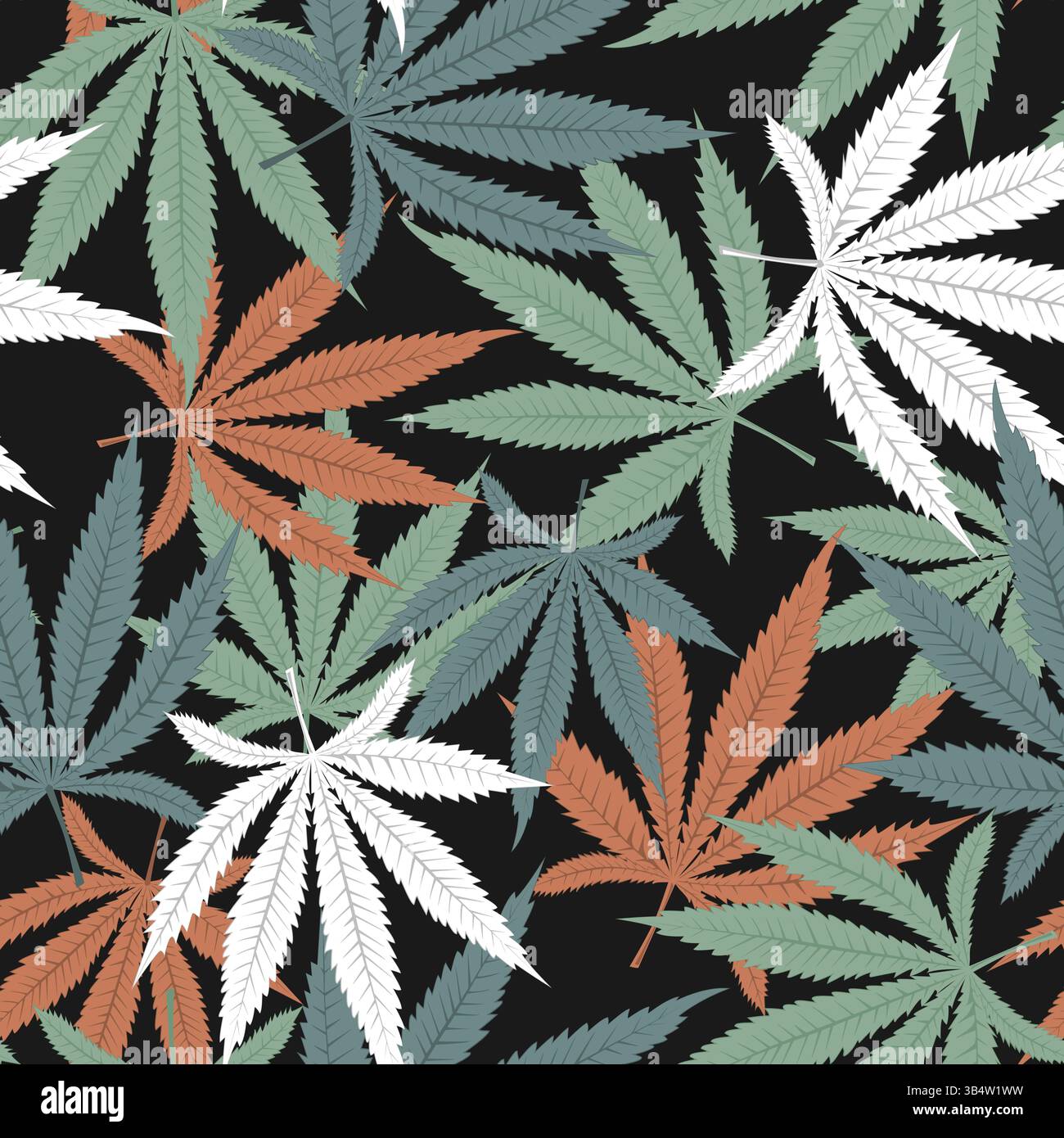Colorful hemp leaves seamless pattern. Vector illustration Stock Vector ...
