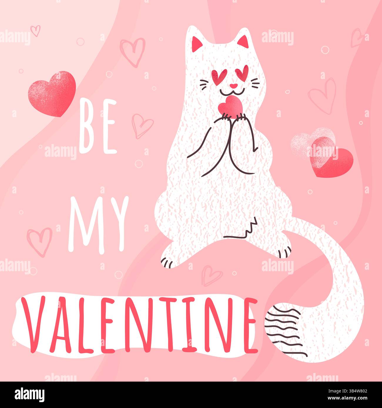 Cute valentine white cat Stock Vector Images - Alamy