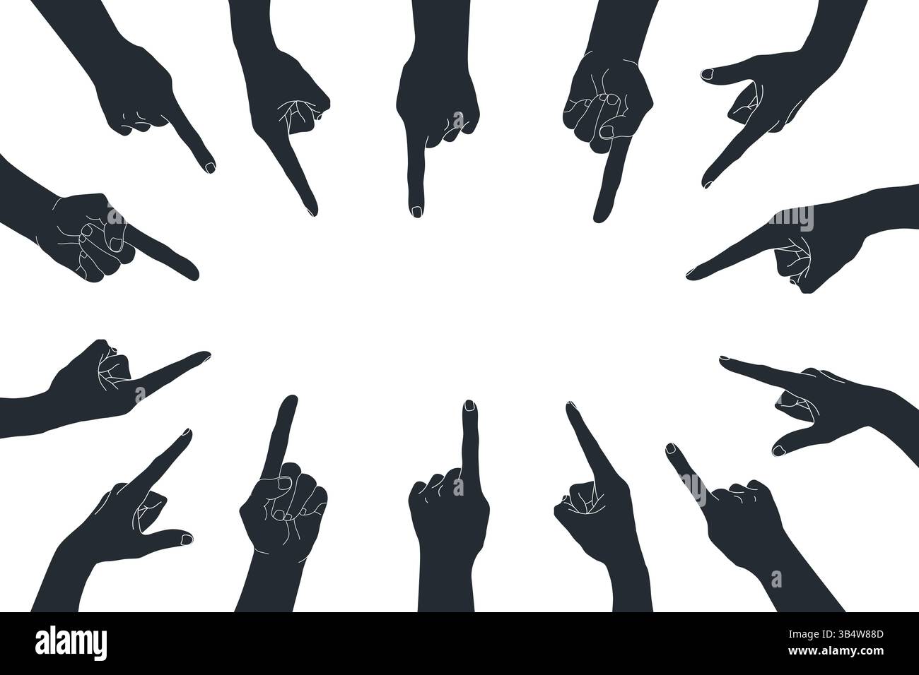 Human hands silhouettes with index fingers around background with empty ...