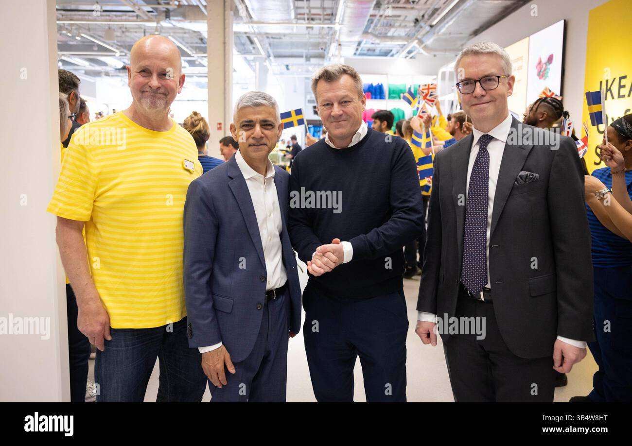 EDITORIAL USE ONLY Sir Sadiq Khan, Mayor of London, joins (left to ...