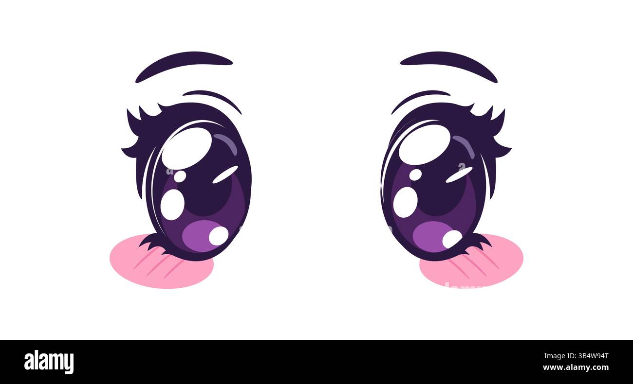 Cute kawaii manga anime eyes. Cartoon big anime eyes with sparkles and ...